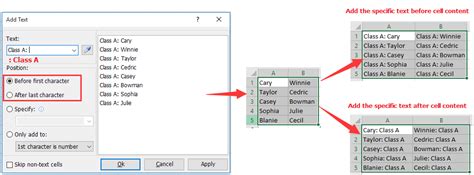 how to add text in middle of selected cells in excel