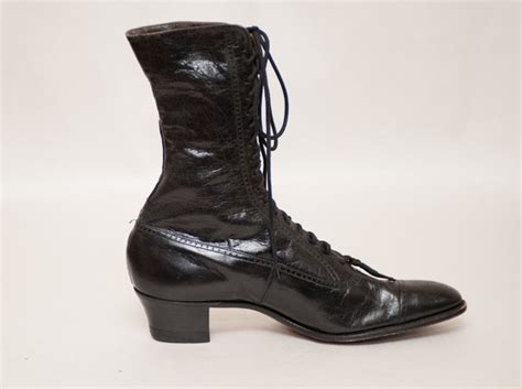 Womens Victorian Black Leather Lace Up Boots By Frankiesteinz