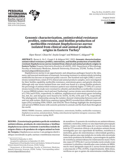 Pdf Genomic Characterization Antimicrobial Resistance Profiles