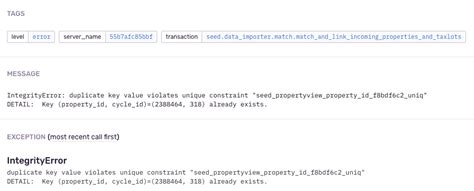 integrityerror duplicate key value violates unique constraint seed