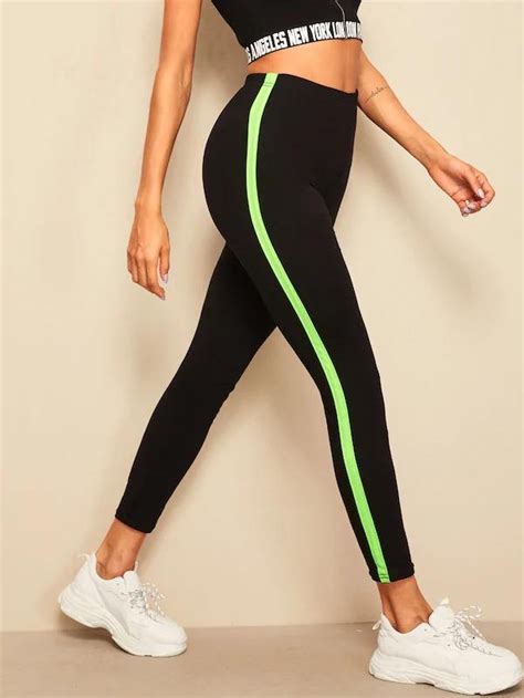 Tape Detail Elastic Waist Leggings – Gagodeal Ombre Leggings Girls