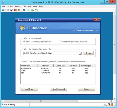 how to reset lost admin password for windows virtual machine in hyper v