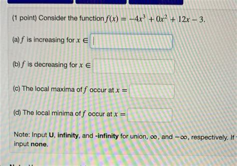 Solved 1 Point Consider The Function F X 4x³ 0x²