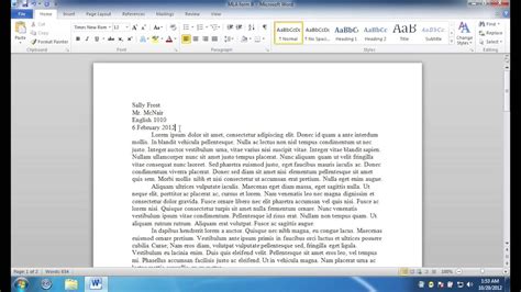 how to write in mla format on microsoft word 2010