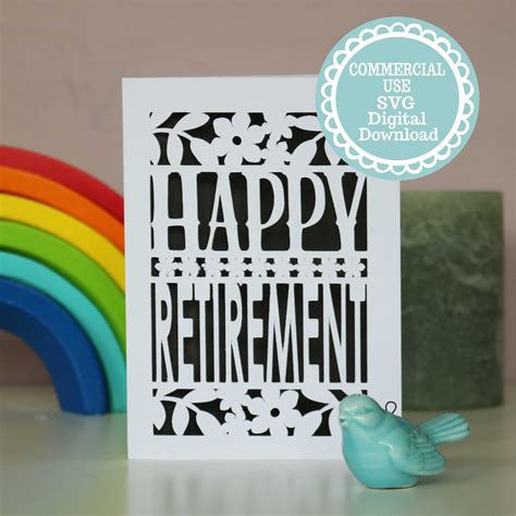 Svg Papercut Card Happy Retirement Laser Cut Card Cricut Template