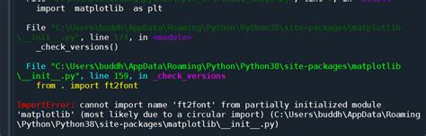 importerror cannot import name ft2font from partially initialized