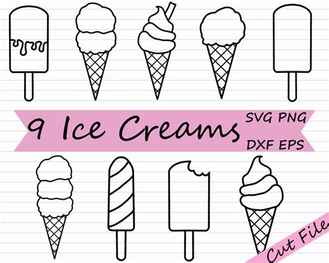 9 Ice Cream Svg Ice Cream Clipart Commercial Use Food Clipart Summer