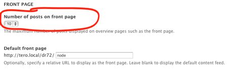 drupal how do i set the number of nodes visible on the