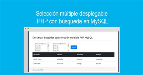 selección múltiple desplegable php con búsqueda en mysql baulphp