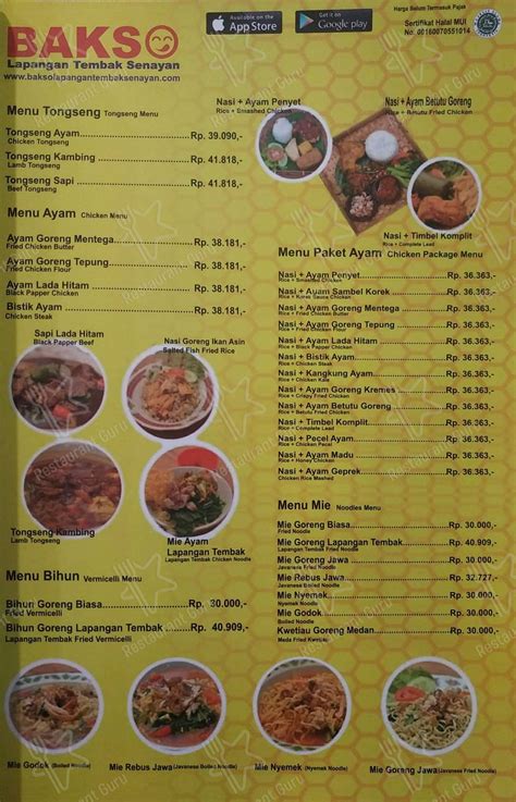 Menu At Bakso Lapangan Tembak Senayan Teras Kota Restaurant South