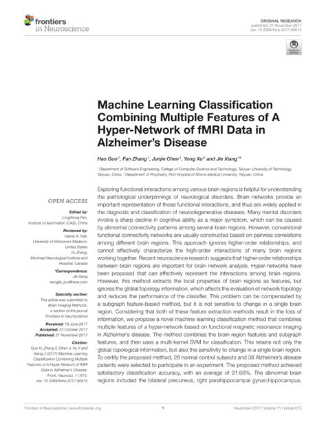 pdf machine learning classification combining multiple features of a