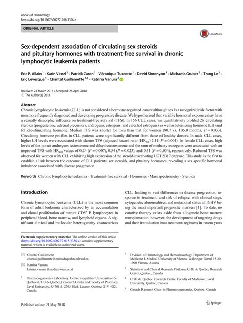 Pdf Sex Dependent Association Of Circulating Sex Steroids And