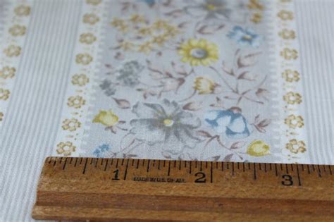Vintage Floral Ticking Stripe Cotton Fabric Material For Quilting Or