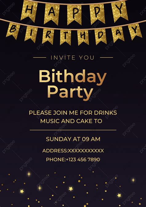Black Background Gold Birthday Party Template Download On Pngtree