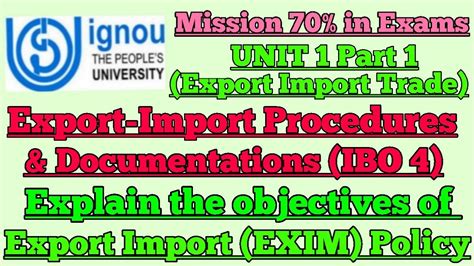 ibo 4 unit 1 objectives of export import exim policy june