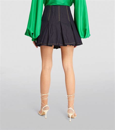 Bottega Veneta Denim Pleated Mini Skirt Harrods Us
