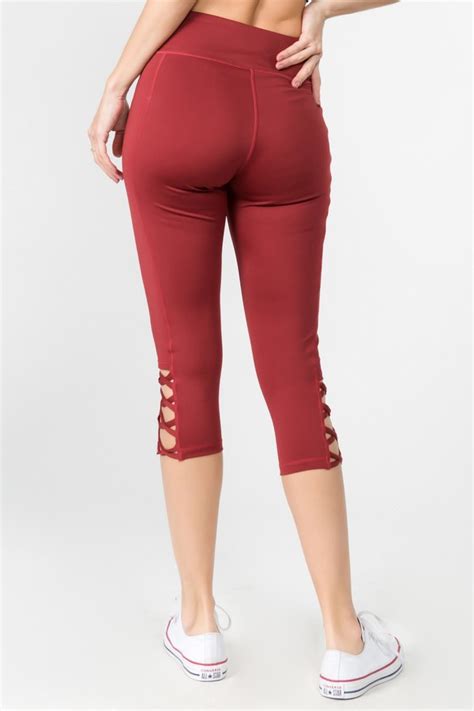 Womens Active Lattice Capri Cutout Workout Leggings Wholesale