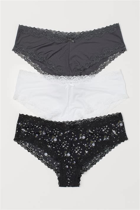 3 Pack Hipster Briefs Dark Grey Floral Ladies Handm Gb