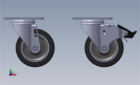 4寸万向轮 Solidworks 2012 模型图纸下载 懒石网