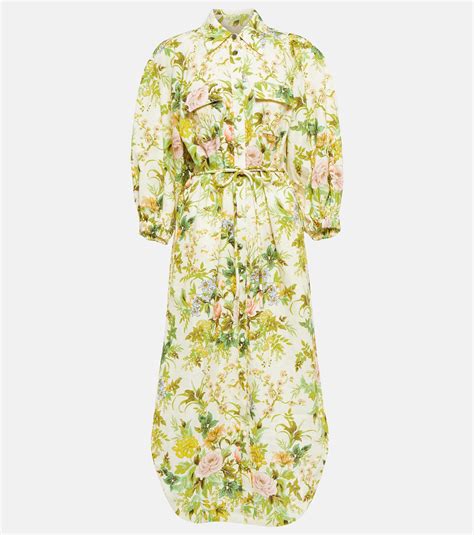 AlÉmais Eden Floral Linen Shirt Dress In Metallic Lyst