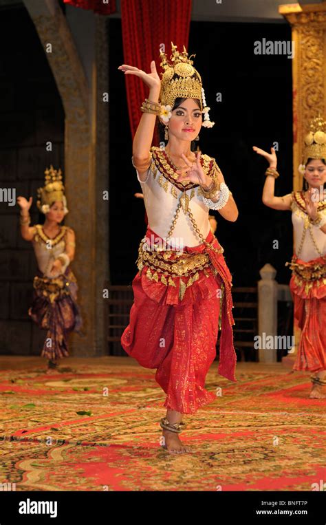 Beautiful Khmer Traditional Apsara Dancer In Siem Reap Cambodia Stock