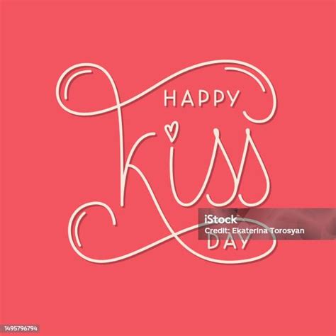 Kartu Ucapan Selamat Hari Ciuman Frasa Tulisan Tangan Vektor Untuk Hari