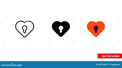 Key From Heart Icon Of 3 Types Color Black And White Outline