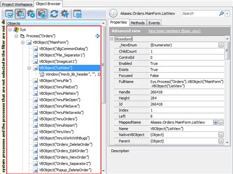 addressing objects in visual basic applications testcomplete