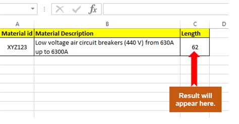 len function in ms excel