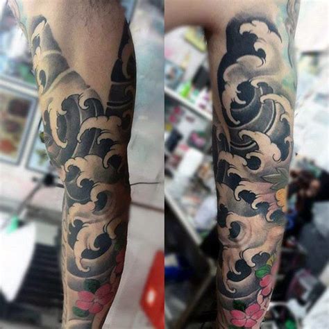 Traditional Japanese Waves Mens Water Sleeve Tattoo Japanese Tattoo
