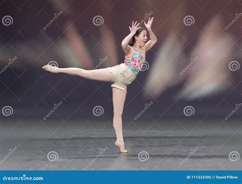 Lovely Thirteen Yearold Amerasian Girl Performing A Ballet Dance Stock