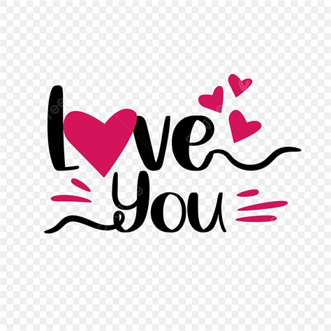 Pink Love Heart Vector Art Png Love You Lettering Design With Pink
