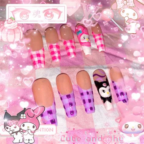 My Melody X Kuromi Nails Nails Fur Slides Pool Slides