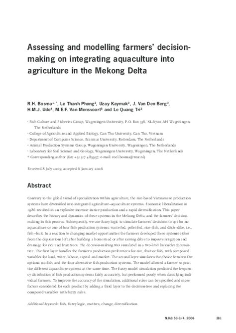 Pdf Assessing And Modelling Farmers Decision Making On Integrating