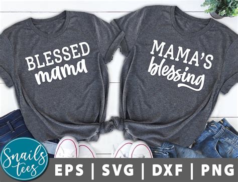 Blessed Mama Mamas Blessing Svg Png Dxf Mother Daughter Matching