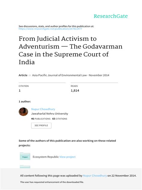 Judicial Activism To Adventurism Pdf Environmental Impact