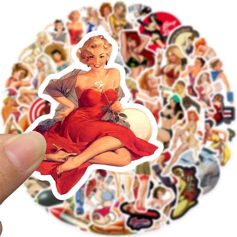 Buy 50pcs Pin Up Girl Stickers For Laptop Water Bottle Luggage