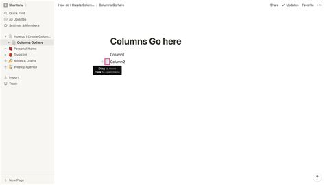 how to make nested columns in notion