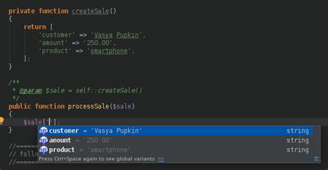 php phpstorm phpdoc can i type hint individual array element