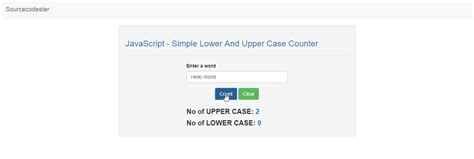 javascript simple lower and upper case counter free source code