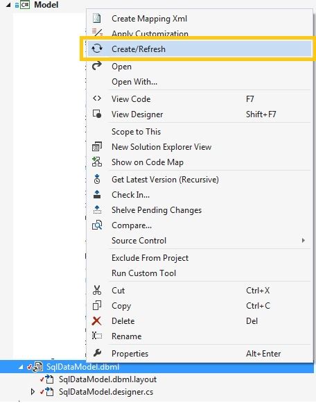 wpf how to regenerate update linq to sql datacontext