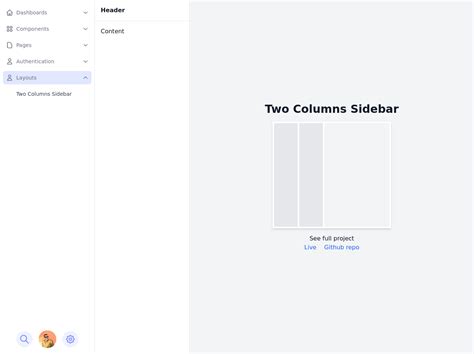 responsive two columns sidebar layout by kamona wd pages alpinejs