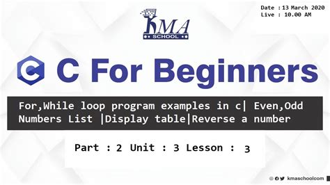 for while loop program examples in c even and odd