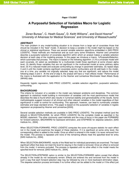 pdf a purposeful selection of variables macro for