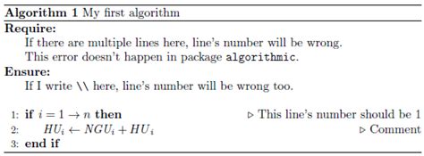 [tex latex] line number error using “require” and “ensure” in package