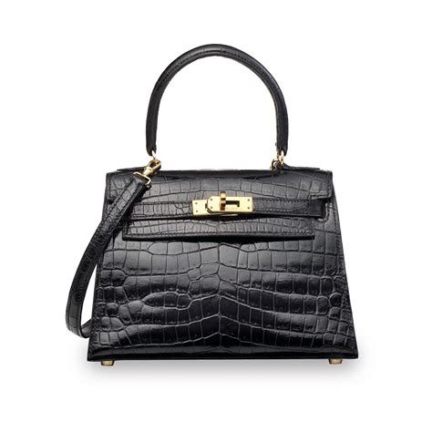 A Shiny Black Niloticus Crocodile Mini Kelly 20 With Gold Hardware