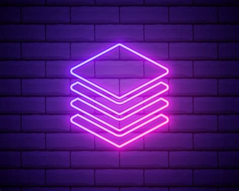 Premium Vector Glowing Neon Line Layers Icon Isolated On Brick Wall