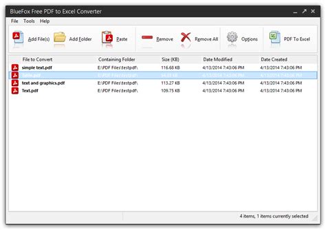bluefox free pdf to excel converter screenshots