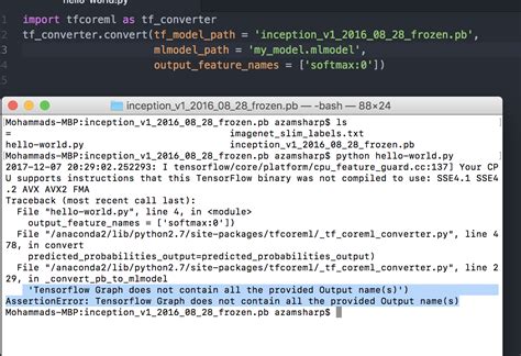 tensorflow to core ml convertor throwing errors stack overflow