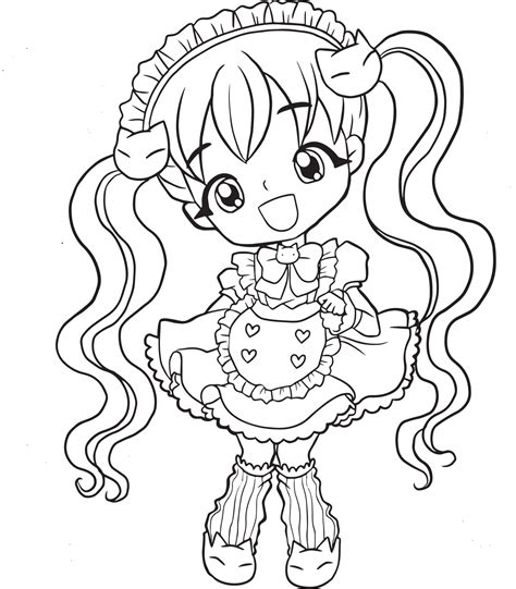 Drawing Cartoon Cute Coloring Page Line Art Outline Anime Manga Kawaii